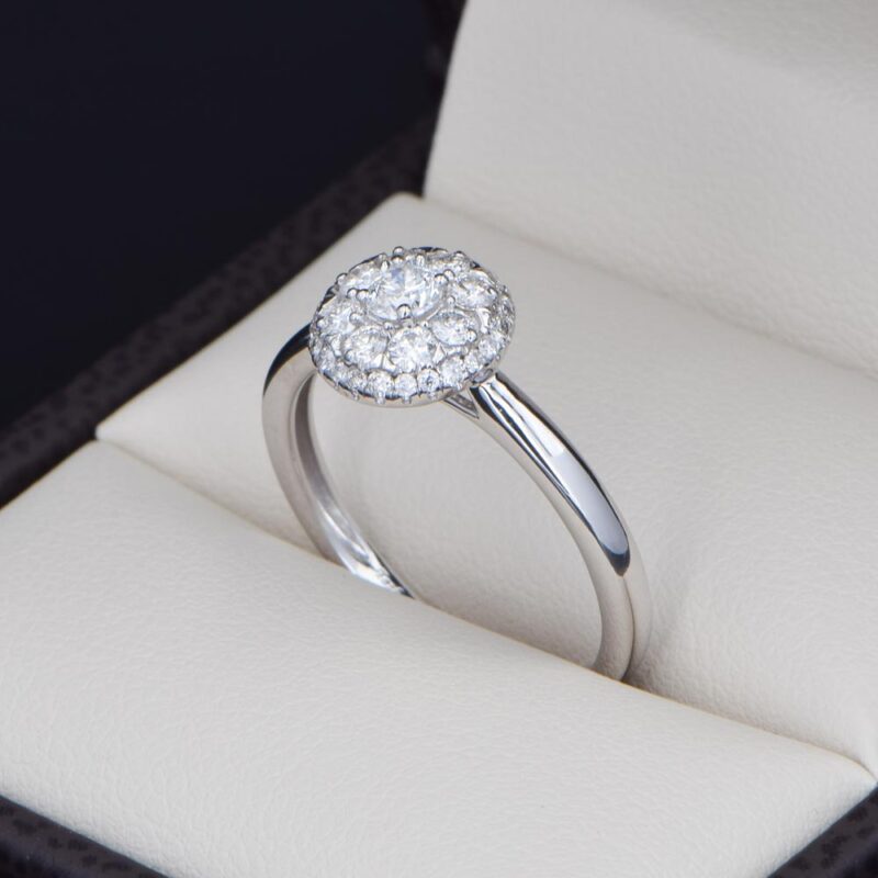 Anillo de Compromiso Solitario Oro Blanco 14k con Diamante Natural 0 ...