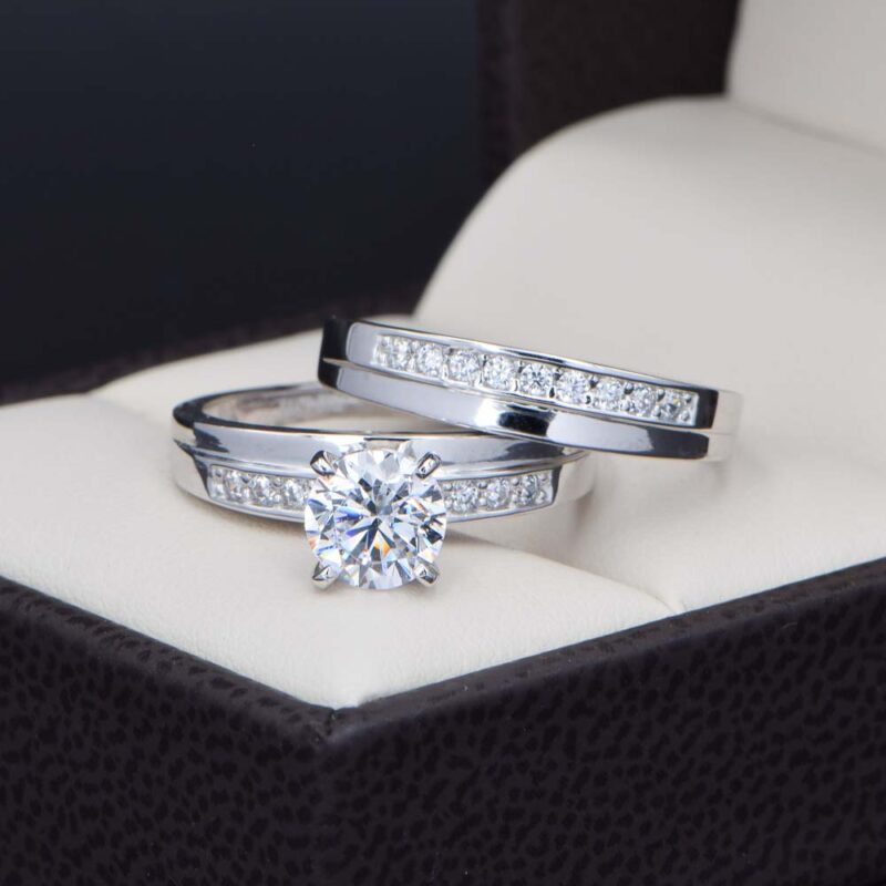 Duo de boda Oro 14k con zirconias | Joyería Alahas