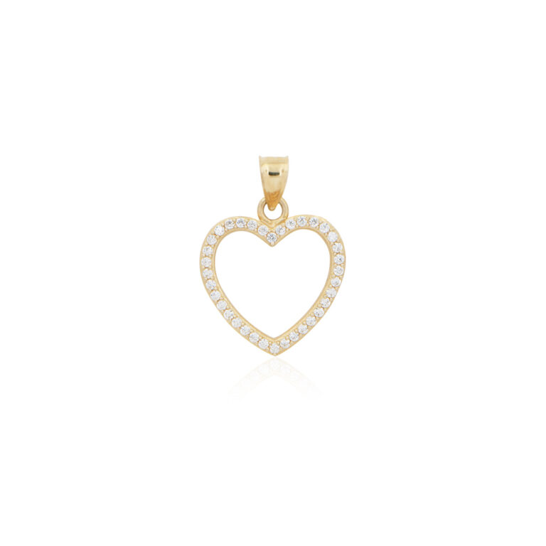 Dije de Corazón Oro 14k y zirconias | Joyería Alahas
