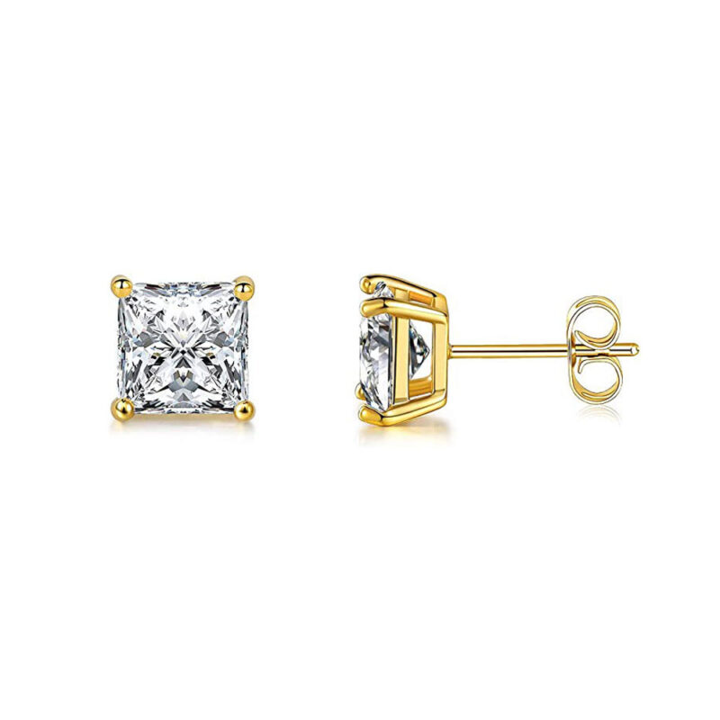 Dormilona en oro 14k con zirconia cuadrada 8MM | Joyería Alahas