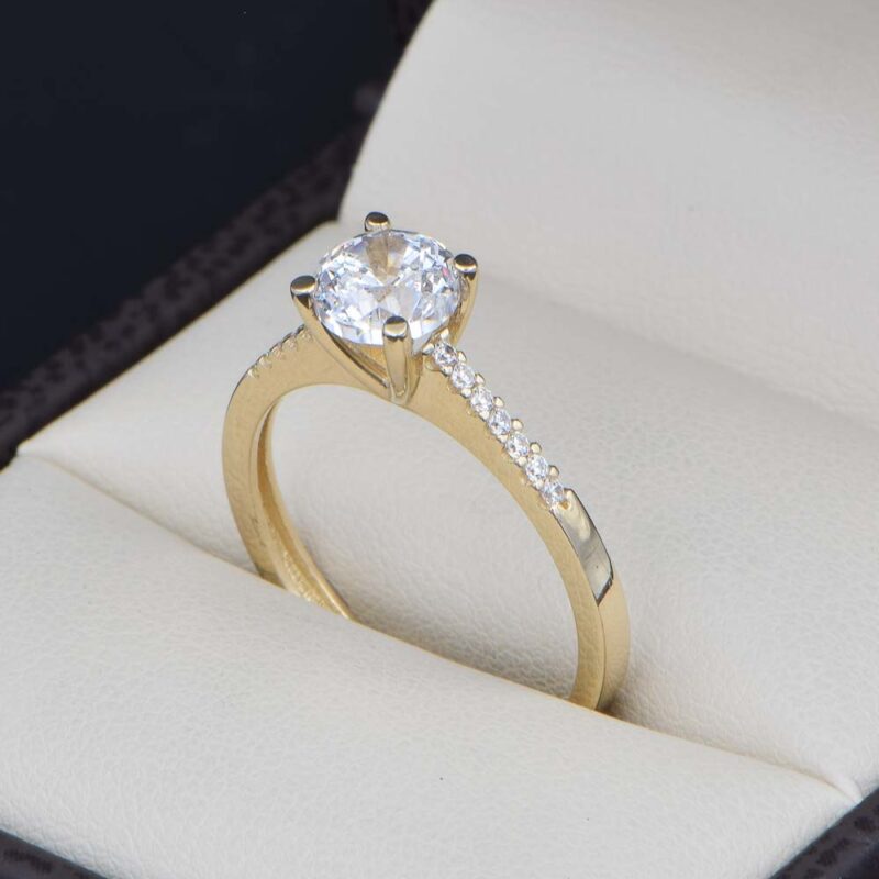 Anillo de compromiso de Oro 14k con zirconias | Joyería Alahas