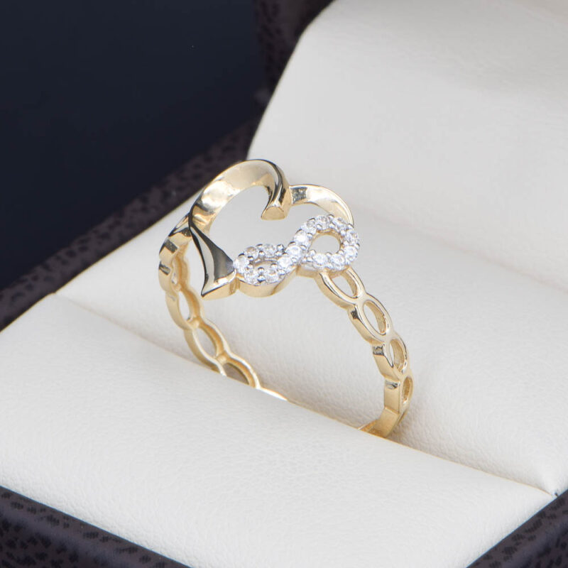 Anillo de Promesa Corazon con Infinito Oro 14k con zirconias | Joyería ...