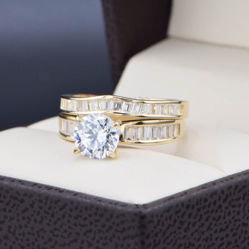 Duo de boda Oro 14k con zirconias | Joyería Alahas