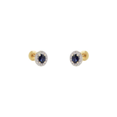 Dormilona en oro 14k con diamantes y zafiro | Joyería Alahas