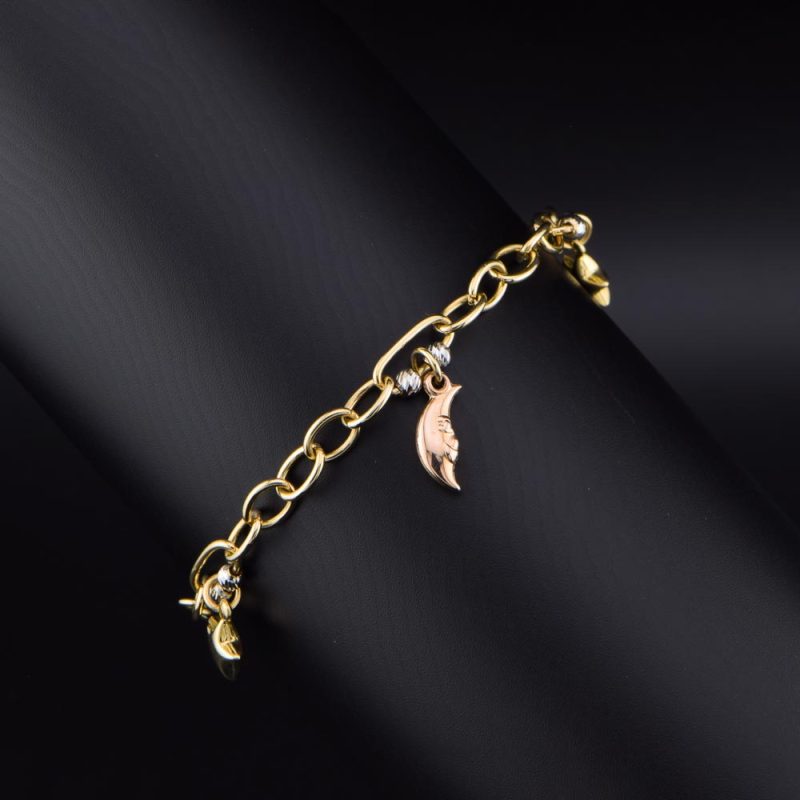 Guillo en 3 tonos de oro 14k con colgantes | Joyería Alahas